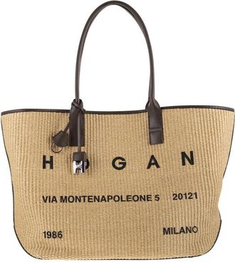 Hogan Shopper & Totes - Raffia Tote Bag With Leather Accents - Gr. unisize - in Braun - f&uuml;r Damen