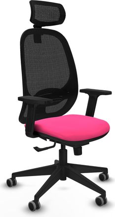 Piqueras y Crespo Schreibtischstuhl in Rosa mit 2D-Armlehnen, h&ouml;henverstellbarer Lendenwirbelst&uuml;tze und h&ouml;henverstellbarem Kopfteil, Schwarz / Rosa