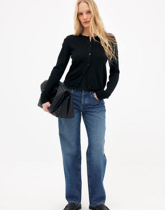 NA-KD Way - Jean droit &agrave; taille mi-haute - Bleu moyen