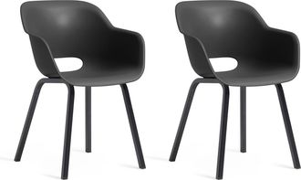 Keter Noa Gartenstühle - 2er Set mit Metallrahmen (Schwarz)