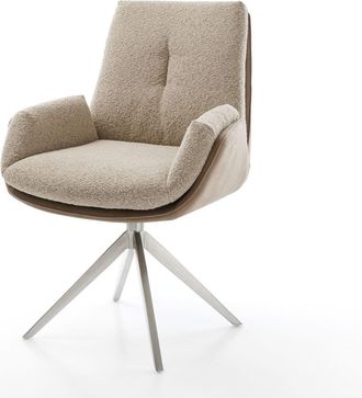 DELIFE Drehstuhl Clea-Flex Materialmix Schlamm Kreuzgestell breit Edelstahl 360° drehbar Wippfunktion, Esszimmerstühle