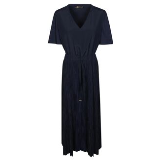 Herno Pleated V-neck Dress - - Dresses - Damen - Blau - S