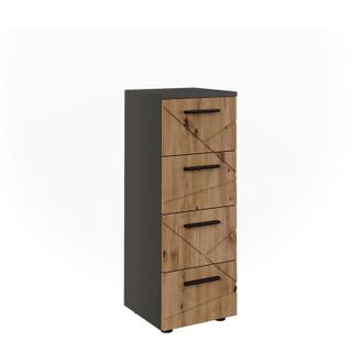 Vicco Meuble Midischrank Irma, Anthracite/Artisan, 30x81cm avec 4 tiroirs, Vicco