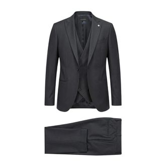 Luigi Bianchi Mantova Einkn&ouml;pfiger Dreiteiler - - Suits - Herren - Schwarzk - M