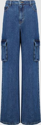 Self Portrait Jean Cargo Denim Bleu