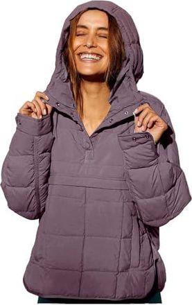 Generic Doudoune Chauffante Femme Veste matelass&eacute;e &agrave; Capuche pour Femme, Manteau surdimensionn&eacute; &agrave; Manches Longues, v&ecirc;tement dext&eacute;rieur Chaud et l&eacute;ger avec Man