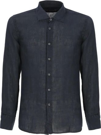 120% Lino Homme, Chemises, Bleu, Taille: S Chemise en lin