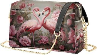 Mnsruu Sacs à bandoulière pour femme, sac à main vintage en cuir motif flamant rose