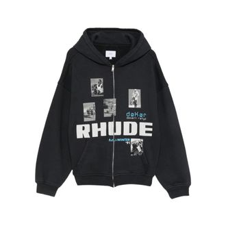 Rhude Homme, Sweatshirts et sweats &agrave; capuche, Noir, Taille: 2XL SweaT-shirt z zippeur