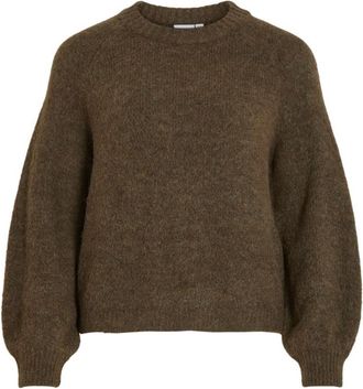 Vila Damen Vijamina O-Neck L/S Knit Top, Noos Strickpullover, Crocodile, L EU