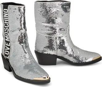 Moschino Femme, Chaussures, Gris, Taille: 39 EU Bottes Pointues &agrave; Sequins