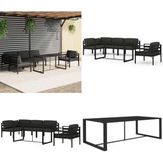 vidaXL 6-tlg. Garten-Lounge-Set mit Kissen Aluminium Anthrazit - Aluminiumm&ouml;bel - Gartensofa