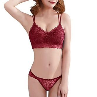 Generic Femmes Rouge Sexy Coton Femme Beau Soutien-gorge Sexy Dentelle Soutien-gorge Grande Taille Lingerie Sommeil Tops Ensemble Lingerie Femmes Sexy, rouge,