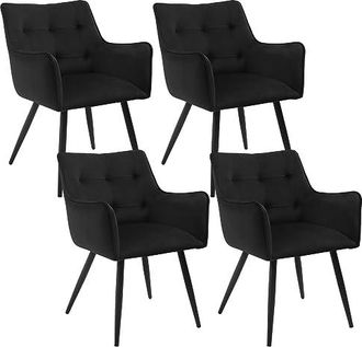 Woltu Lot de 4 Chaises de Salle à Manger Scandinaves, Chaises Rembourrées avec Dossier et Accoudoirs, Fauteuils avec Pieds en Métal, pour Salon, Chambre à C