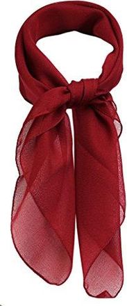 TigerTie Foulard en mousseline fine pour femme - Couleur unie - Dimensions : 58 x 58 cm, rouge bordeaux, Taille Unique