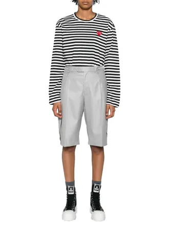 Comme Des Gar&ccedil;ons Striped Cotton Jersey T-Shirt - Black