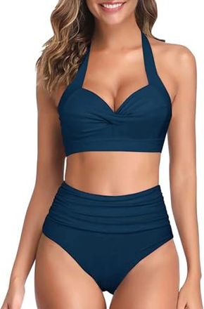 Generico Femmes Maillots De Bain Rembourré Soutien-gorge De Plage Push Up Bikini Ensembles Dété Sexy Taille Haute Beachwear Deux Pièces Classique Réglable Mail