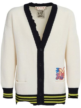 Marni cardigan en maille à patch logo - Tons neutres