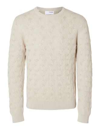 Selected Selected Homme Male Pullover mit Rundhalsausschnitt Zopfstrick