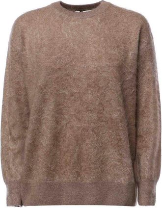 Max Mara Rundhalspullover - Braun
