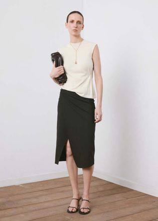 Mango Top maille fronc&eacute; sur le c&ocirc;t&eacute; &eacute;cru - Femme - XXS - MANGO