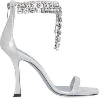 Jimmy Choo London Sandalen - Verity 100 Rhinestone Slingback Sandals Silver - Gr. 37,5 (EU) - in Weiß - für Damen