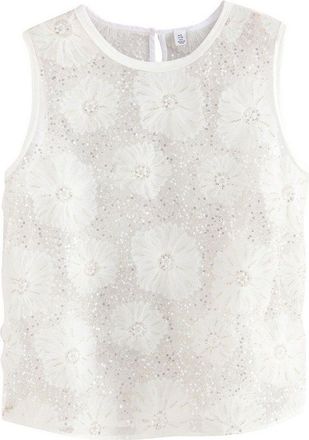Next Blusentop Perlenbesticktes Paillettentop mit floralem Muster (1-tlg)
