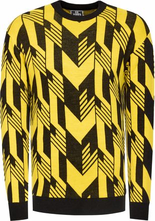 Rusty Neal Streetwear Feinstrick Herren Future-Strick-Pullover Slim Fit Rundhals Kontrastpullover S M L XL XXL 3XL 420, Farbe:Schwarz/Gelb, Gr&ouml;&szlig;e S-3XL:XXL