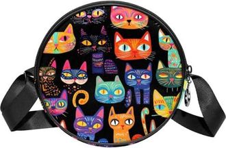 Generic Sac &agrave; bandouli&egrave;re rond pour femme, petit sac &agrave; bandouli&egrave;re avec fermeture &eacute;clair et bretelles r&eacute;glables style d&eacute;contract&eacute; pour femmes et filles