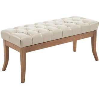 Clp Ancien banc en bois clair et session de type matelass&eacute; dans diff&eacute;rentes couleurs 100 cm colore : Cr&egrave;me