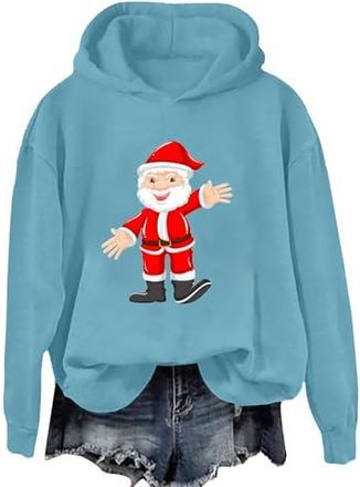 Generic HUIFUAO Sweat à capuche de Noël pour femme - Chandail amusant de Père Noël surdimensionné - Tenue de Noël surdimensionnée à manches longues - Pull fan