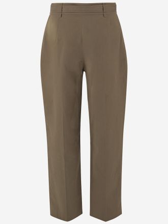 Saint Laurent Womens Cotton Trousers Khaki