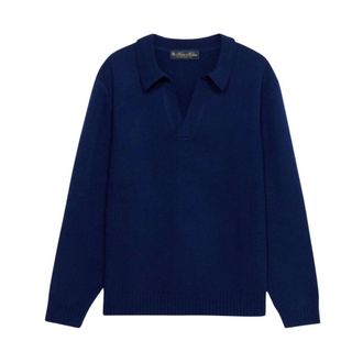 Brooks Brothers Polo en maille dagneau &agrave; col ouvert - Homme - Pulls - Bleu - Taille: 3XL
