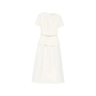 Self Portrait Boucl&eacute; Taffeta Midikleid - - Dresses - Damen - Wei&szlig; - 2XS
