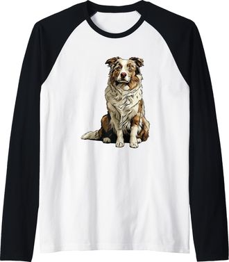 Whyitsme Design Red Merle, Abbildung eines australischen Sch&auml;ferhundes Raglan
