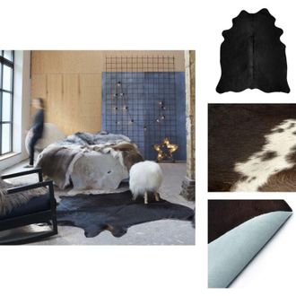 vidaXL Teppich Echtes Rindsleder Schwarz 150x170 cm - Lederr&uuml;ckwand - Wohnzimmerteppich - Teppich Schwarz - Lederteppich - Wohnaccessoires