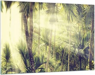 Arttor Wandbilder Dekoration Wohnzimmer Morgend&auml;mmerung Dschungel Palmen Bilder auf Glas 120x80cm Glasbild Schlafzimmer K&uuml;che Deko Wand Kunstdruck Art Gro&szlig; X