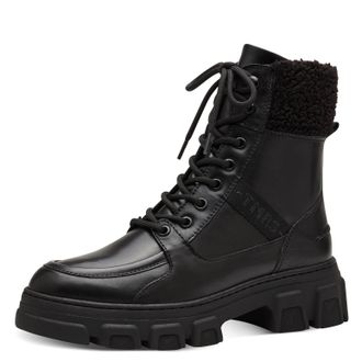 Tamaris Damen Schn&uuml;rstiefel Materialmix aus Leder, Textil und Synthetik Winter gef&uuml;ttert; BLACK UNI/schwarz; 36 EU
