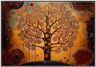 Wallario Wandbild - Baum des Lebens in Premiumqualit&auml;t, Poster mit schwarzem Rahmen, Gr&ouml;&szlig;e: 70 x 100 cm