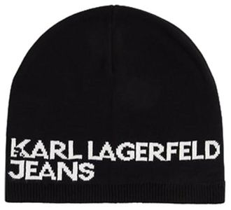 Karl Lagerfeld Karl Lagerfeld Jeans, Femme, Bonnet &Agrave; Logo Simple Couche, Noir, One Size