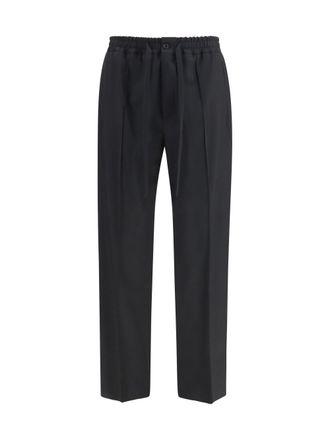 Valentino Mens Cotton Gabardine Vlogo Pants Black Trousers