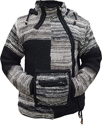 Gheri Veste dhiver en laine pour homme avec poche kangourou doublée en polaire, Neutral Patch Kangaroo, XL