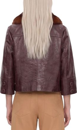 Chlo&eacute; Womens Veste En Cuir Veau Brillant Dark Purple Jacket