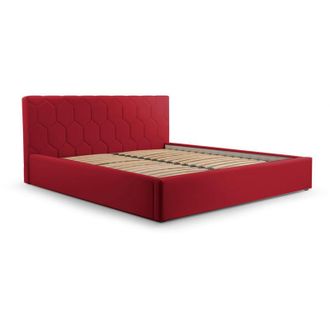 E-MEUBLES Polsterbett Bett mit Kopfst&uuml;tze, Rahmenbettgestell, Bettkasten und Lattenrost Doppelbett Gepolsterter Kopfteil Samststoff Stauraumbett bett 02