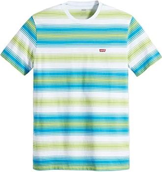 Levi's Ss Original Housemark Tee T-Shirt Homme, Fizzy Stripe Swedish Blue, S