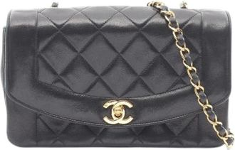 Chanel Pre-owned Sac bandouli&egrave;re Matelass&eacute; Diana en cuir dagneau - Femme - Pre-owned - Noir - Taille: ONE Size
