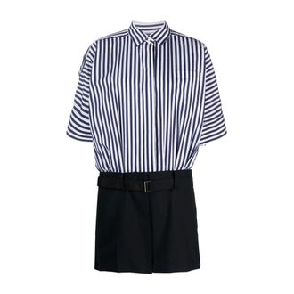 sacai Blau Gestreiftes Hemd Playsuit - - Jumpsuits & Playsuits - Damen - Blau - M