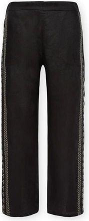 Elena Miro Femme, Pantalons, Noir, Taille: 54 FR Pantalon cropped brodé