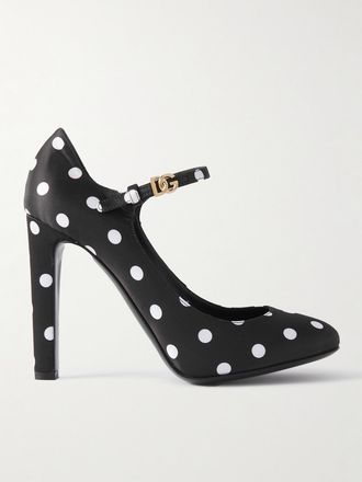 Dolce & Gabbana Bianca Mary-jane-pumps Aus Satin Mit Polka-dots - Schwarz