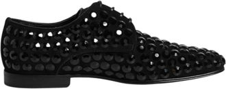 Dolce & Gabbana Homme, Chaussures, Noir, Taille: 41 EU Suede Strass Derby